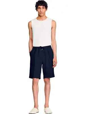 Sandro Jersey Bermuda Shorts - Navy Blue