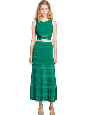 Sandro Sleeveless Knit Cropped Top Emeuraude Green