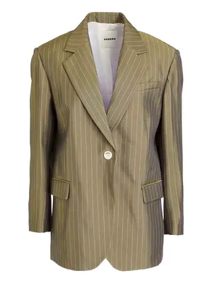 Sandro Pinstriped Twill Blazer - Army Green