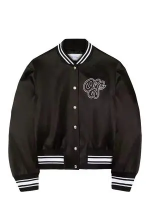 Off-White Satin Bomber Jacket - Black
