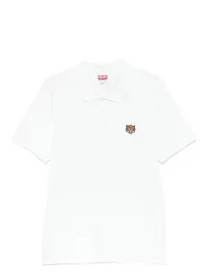 Kenzo Happy Tiger Embroidered Polo Shirt - White