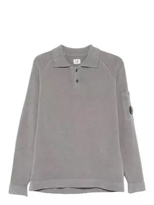 C.P. COMPANY Cotton Chenille Polo Shirt Grey