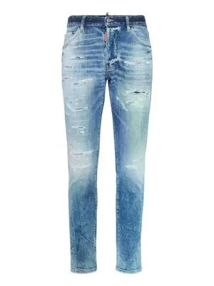 Dsquared2 Distressed Stretch-cotton Jeans - Blue