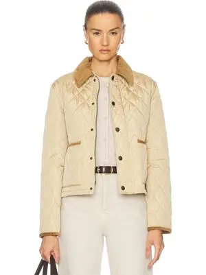 Burberry Burberry Cropped Quilted Jacket Flax & Sand Ip Check