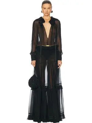 Saint Laurent Sheer Maxi Dress - Noir
