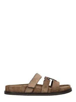 Tory Burch Ines Sport Slide Suede Sandals - Tan
