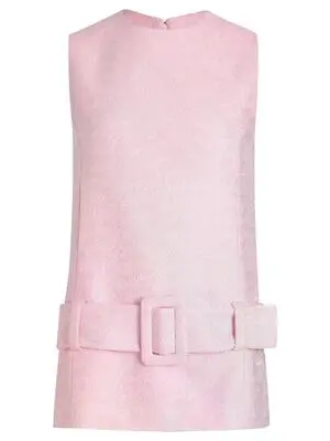 Patou Belted Tweed Mini Dress - Pink