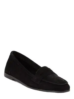 FOREVER & ALWAYS SHOES Forever & Always Shoes Dorothy Leather Loafer Black Suede Leather