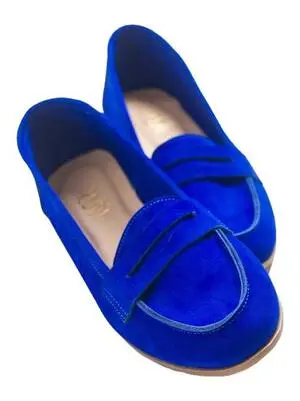 FOREVER & ALWAYS SHOES Forever & Always Shoes Dorothy Leather Loafer Dark Blue Suede Leather
