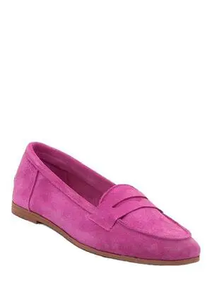 FOREVER & ALWAYS SHOES Forever & Always Shoes Dorothy Leather Loafer Fuchsia Suede Leather