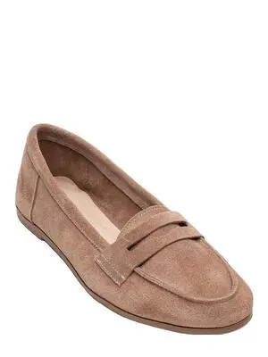 FOREVER & ALWAYS SHOES Dorothy Leather Loafer - Light Brown Suede Leather
