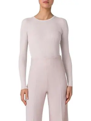Akris Seamless Silk & Cotton Ribbed Sweater - Pale Pink