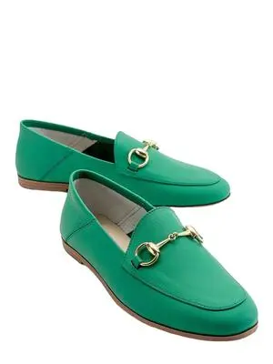 FOREVER & ALWAYS SHOES Forever & Always Penny Leather Horsebit Loafers - Green Leather