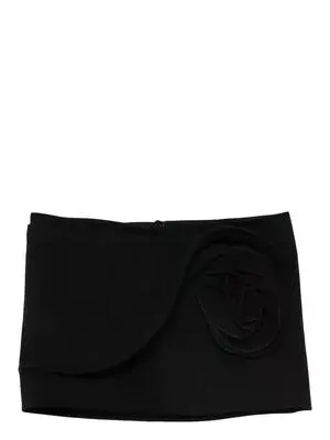 Magda Butrym Rose-appliqué Mini Skirt - Black