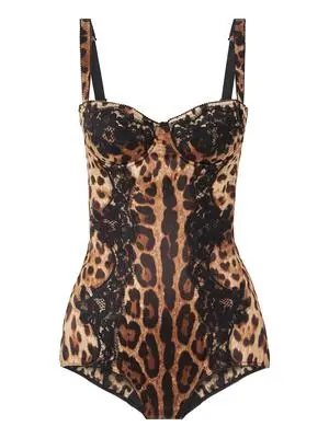 Dolce & Gabbana Lace-trimmed Leopard-print Bodysuit - Animal Print