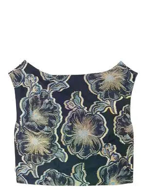 DESTREE Richard Barocco Cropped Fil Coupé Top - Blue