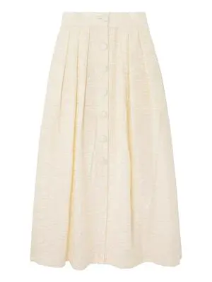 DESTREE Irving Pleated Midi Skirt - Ivory