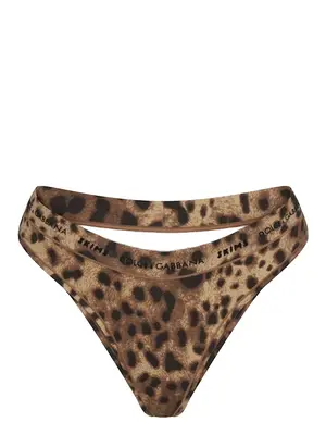 SKIMS X Dolce&gabbana Cotton Jersey Cheeky Tanga - Leopard