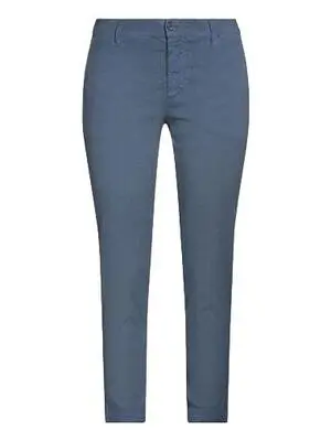 120% Lino Tapered Cropped Trousers - Blue