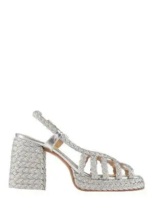 CastaÑer Lame Slingback Sandals - Grey