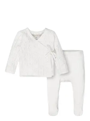 HOPE & HENRY Baby Organic Pointelle Sweater And Legging Set - Soft White Pointelle