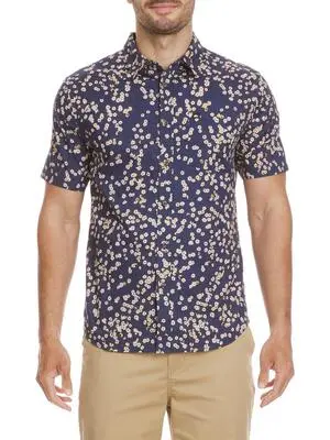 Quiksilver Cosmic Fields Classic Short Sleeve Button-up Shirt Navy
