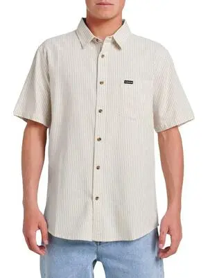 Quiksilver Oxford Stripe Classic Short Sleeve Button-up Shirt - Moonstruck