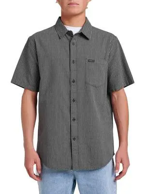 Quiksilver Oxford Stripe Classic Short Sleeve Button-up Shirt - Phantom