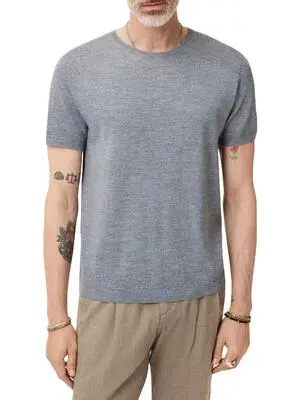 John Varvatos Alvito Regular Fit Short Sleeve Wool Sweater - Med Grey