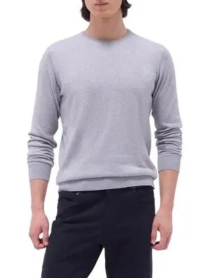 Bugatchi Cotton & Cashmere Crewneck Sweater - Platinum