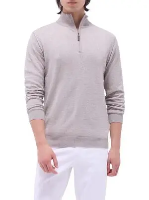 Bugatchi Quarter Zip Pullover - Stone