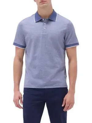 Bugatchi Tipped Piqué Cotton Polo - Navy