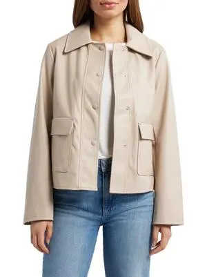 Sam Edelman Faux Leather Swing Jacket - Oatmeal