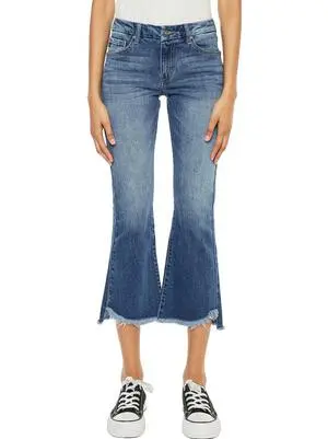 KANCAN Aida Mid-rise Cropped Flare Jeans - Medium Wash