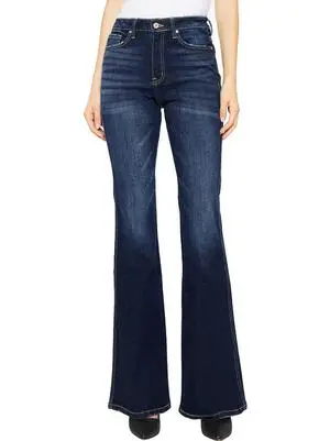 KANCAN Luke High Rise Flare Jeans - Dark Wash