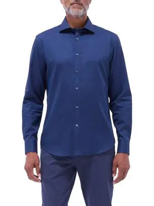Bugatchi Axel Shaped Fit Jacquard Button-up Shirt - Indigo