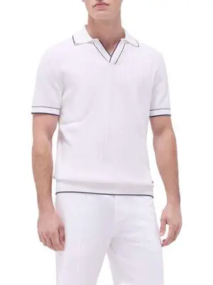 Bugatchi Johnny Collar Rib Polo - Chalk