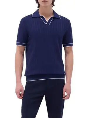 Bugatchi Johnny Collar Rib Polo - Navy