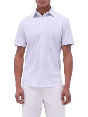 Bugatchi Miles Ooohcotton® Floral Short Sleeve Button-up Shirt Sand