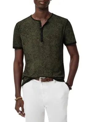 John Varvatos Arelis Short Sleeve Henley - Moss Green