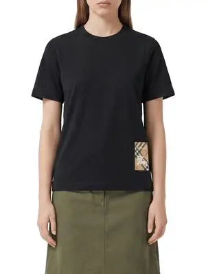 Burberry Cotton T-shirt With Contrasting Equestrian Knight Logo Print - Black