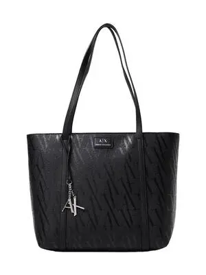 Armani Exchange Monogram Shopper Tote - Black