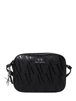 Armani Exchange Textured Monogram Crossbody Bag - Black