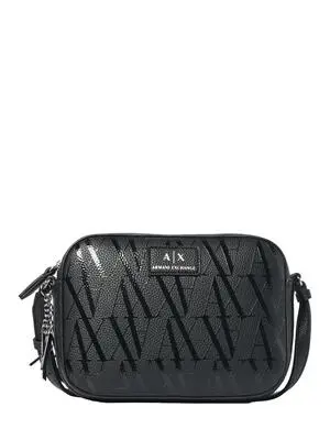 Armani Exchange Textured Monogram Crossbody Bag - Black