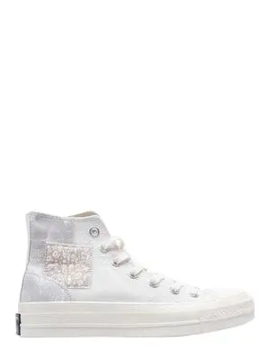 CONVERSE Chuck 70 High Denim Patchwork Sneakers - White