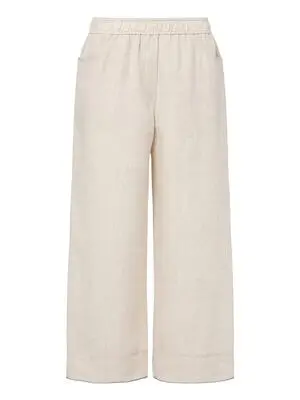 Brunello Cucinelli Linen Cropped Wide-leg Pants - Beige