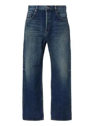 Saint Laurent Faded High-rise Straight Jeans - Blue