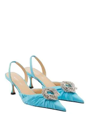 Mach & Mach Galaxy 65 Satin Slingback Pumps - Blue