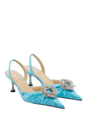 Mach & Mach Mach & Mach Galaxy 65 Satin Slingback Pumps Blue
