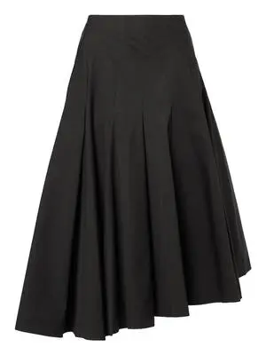 FFORME Rio Asymmetric Cotton Midi Skirt - Black